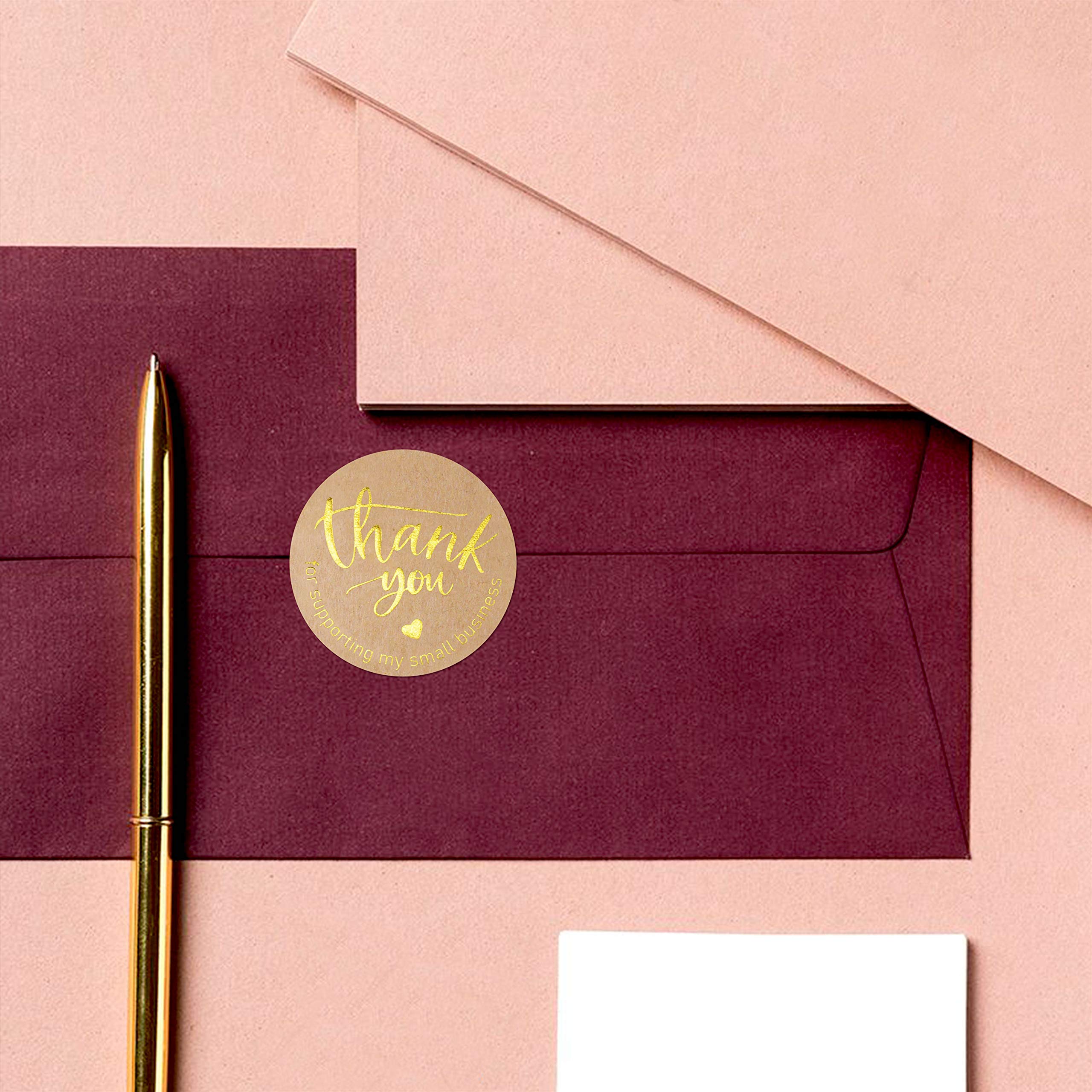 500 PCS Thank You Stickers Kraft Round with Perforation Line for Personal and Business Use (Each Measures 1.5" in Diameter)