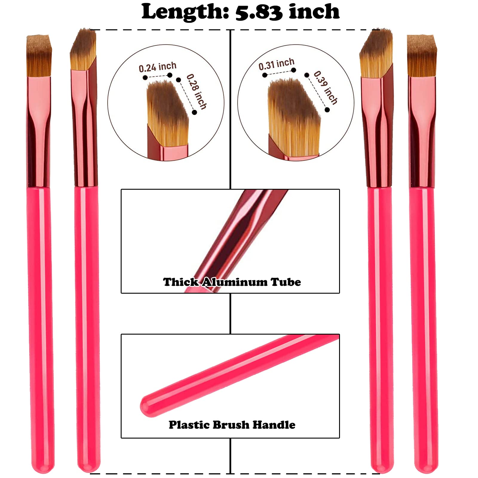 4Pack Eyebrow Brush Professional Multi-Function Angled Eyebrow Brush Concealer Brush Makeup Brush for Eyeshadow, Hairline, Three-Dimension