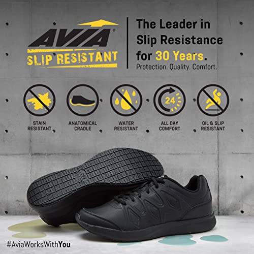 Avia Avi-Skill Non Slip Shoes for Men – Men's Work & Safety Footwear - Black, 10.5 X-Wide
