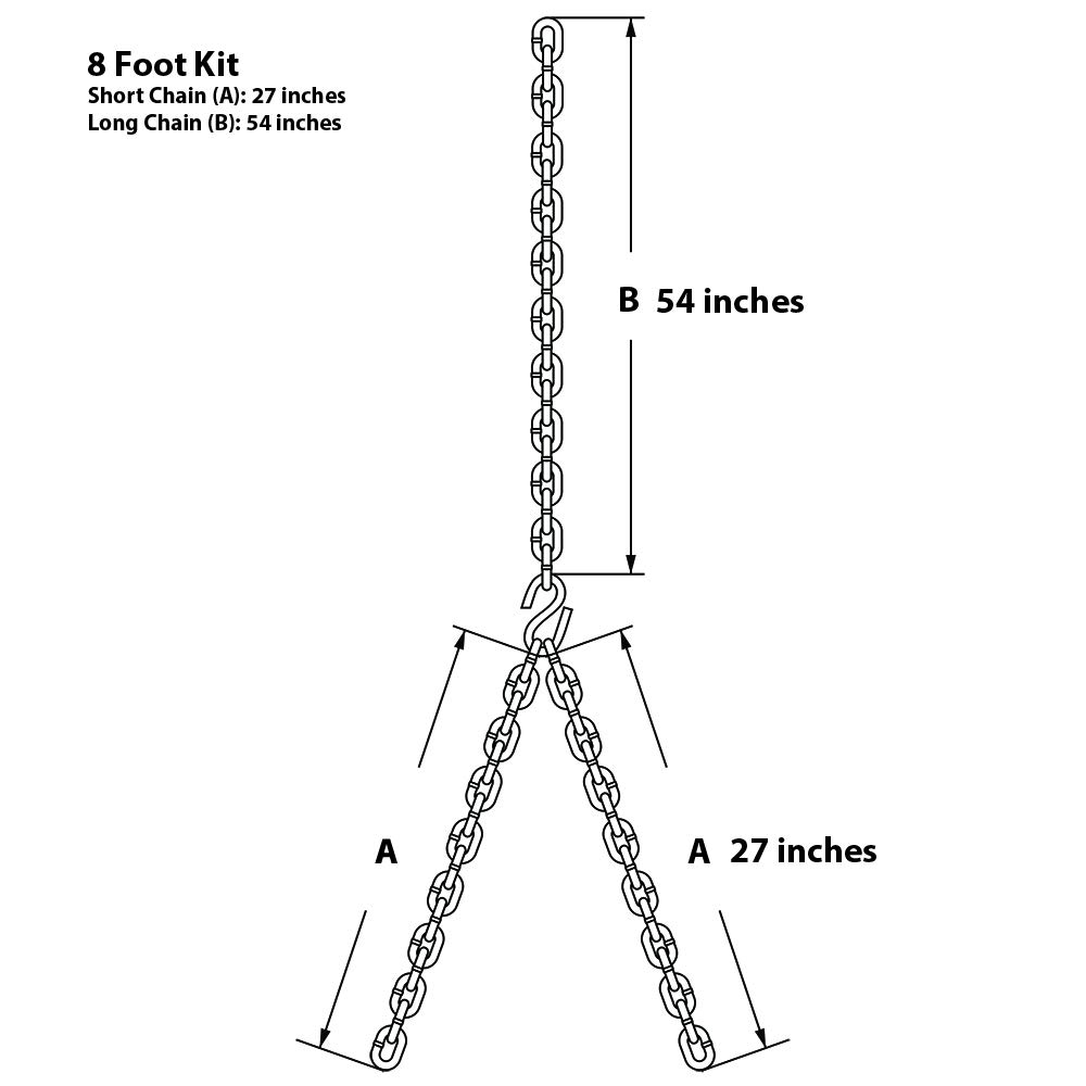 Barn-Shed-Play Heavy Duty 700 Lb Porch Swing Hanging Chain Kit - Color: Silver (8 Foot Ceiling)