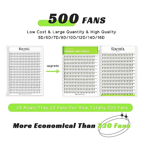 500 Premade Fans Eyelash Extensions 8-15mm Mixed Length Promade Lash Fans C/D Curl Premade Fans Pointed Thin Base Handmade Volume Premade Lash Extensions Fans(10D,0.07-D-8-15MM)