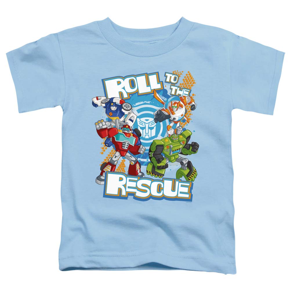 Transformers Roll to The Rescue Unisex Toddler T Shirt for Boys and Girls, Small (2T) Light Blue