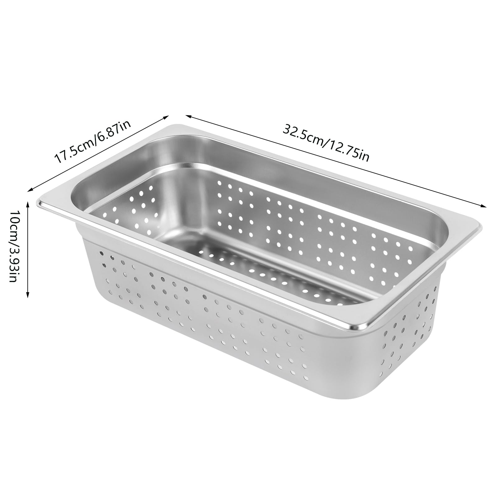 DYNAMI 2-Pack Anti-Jam Perforated Stainless Steel Steam Table Pan, 1/3 Size, 4" Deep Commercial Chafing Steam Table Pan Hotel Pans,Catering Food Pan (2-Pack,1/3 Size, 4" Deep)