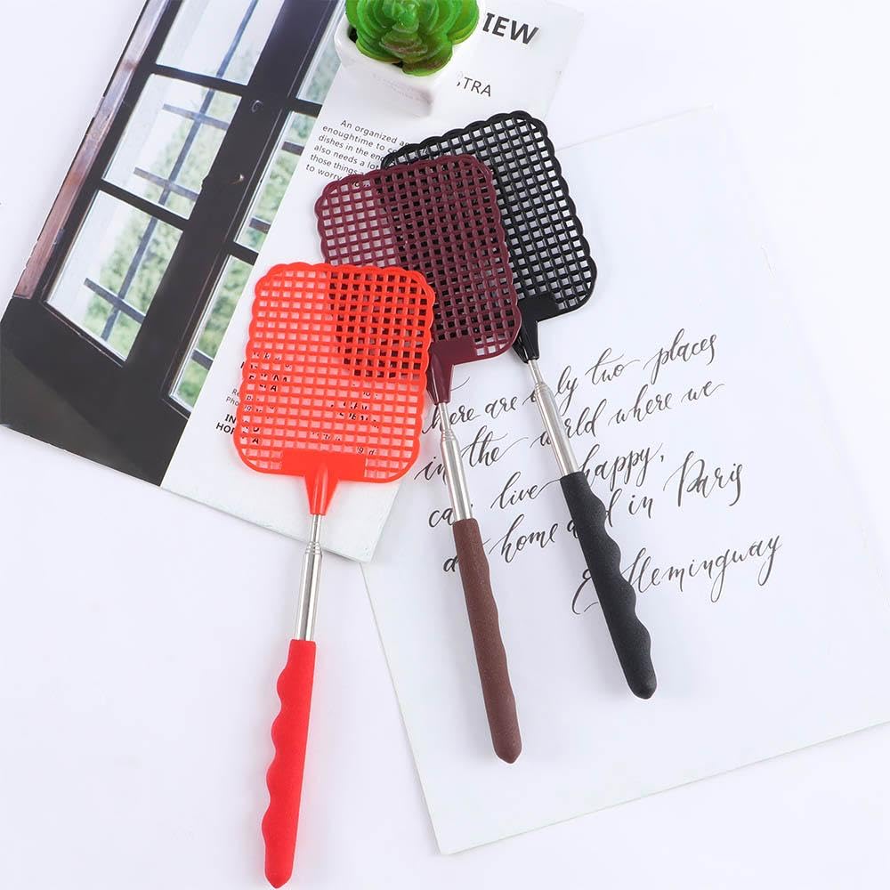 Extendable Fly Swatter Telescopic Plastic Flies Killer Manual Fly Swatter Heavy Duty Plastic Fly Swatter for Indoor Outdoor(Yellow)
