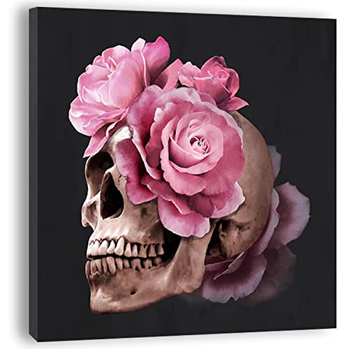 Art Knitting Paint by Number for Adults Beginner Students Kids, Ideal Gift Choice for Birthday,Anniversary or Any Festival, DIY Acrylic for Room Decor Canvas Roll -16x16 (Skull and Roses)