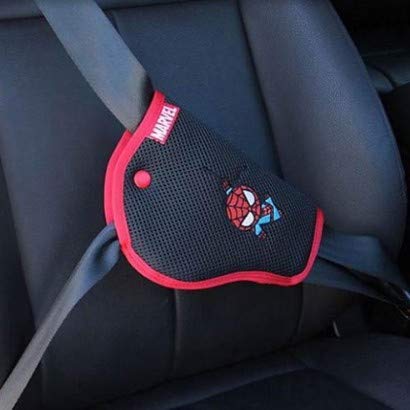 Marble Hero Kids Car Seat Safety Belt Cover, 1P, Spider Man Black#