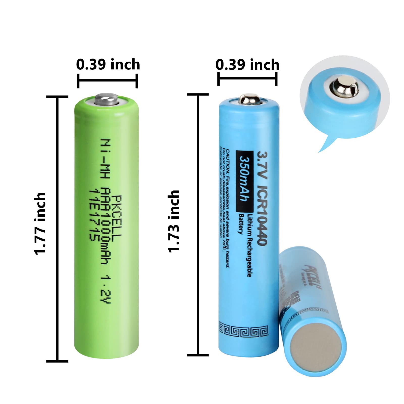 4 Pcs ICR 10440 Rechargeable Lithium Ion Battery,3.7v Batteries 350mAh (0.39 * 1.73 inch, Shorter Than AAA Size)