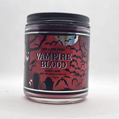 Bath Body Works, White Barn 1-Wick Candle w/Essential Oils - 7 oz - 2022 Halloween Scents! (Vampire Blood)