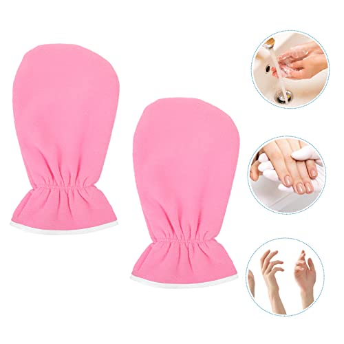 Beaupretty 1 Pair Exfoliating Hand Mask Gloves Disposable Hand Moisturizer Gloves Spa Gloves Exfoliating Body Mitt Gel Hand Gloves Exfoliate Glove Flannel Pink Mositurizing Glove Moisturizing