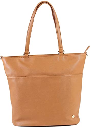 Little Unicorn Citywalk Tote β Diaper, Work, Travel Bag with Changing Pad - Premium Vegan Leather β 6 Interior Pockets β Wipes Clean Inside & Out (Cognac)