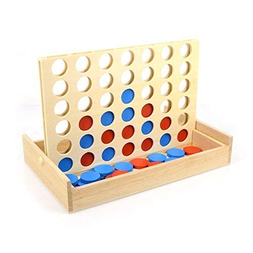 4 in a Row Wooden Board Game Foldable Line Up 4 Classic Family Toy Educational Toy for Kids and Family