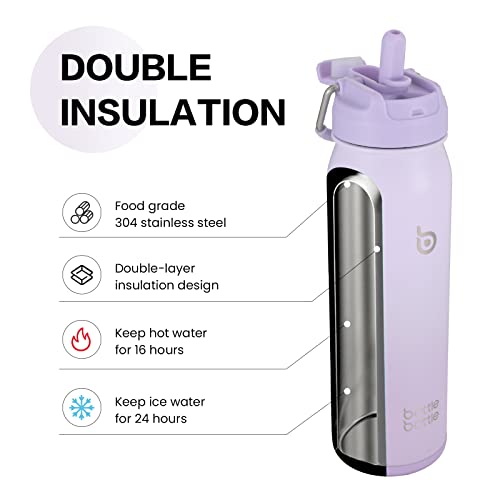 BOTTLE BOTTLE 24oz Insulated Water Bottle Stainless Steel Sport Water Bottle with Straw and Adjustable Lid Daily Pill Organizer (purple gradient)