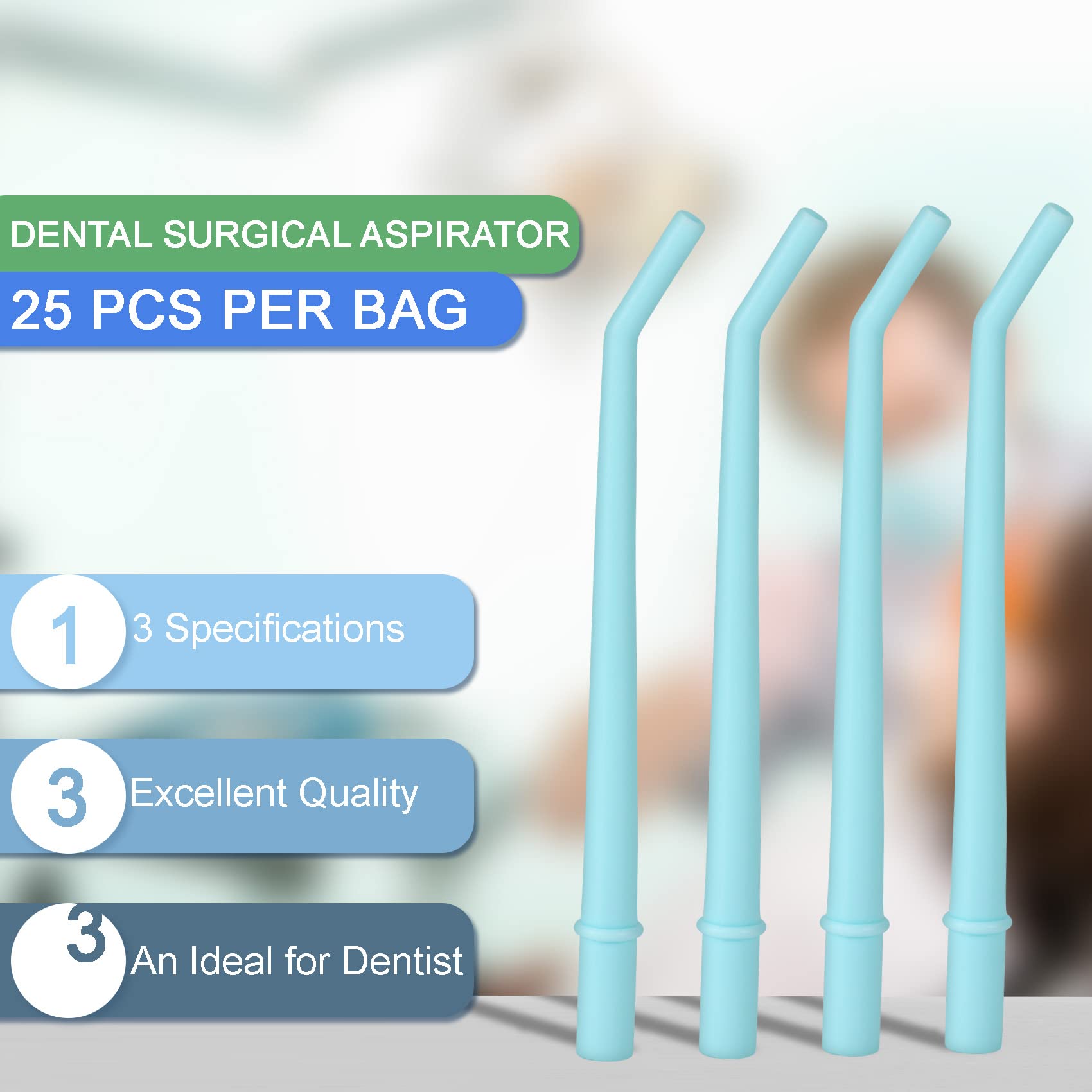 Annhua 25 Pcs Large Dental Surgical Aspirator Tips Disposable Green Suction Tips, Dental Aspirating Tips 1/4 Inch Diameter, Used for Dental Clinic, Operating Room, Lab