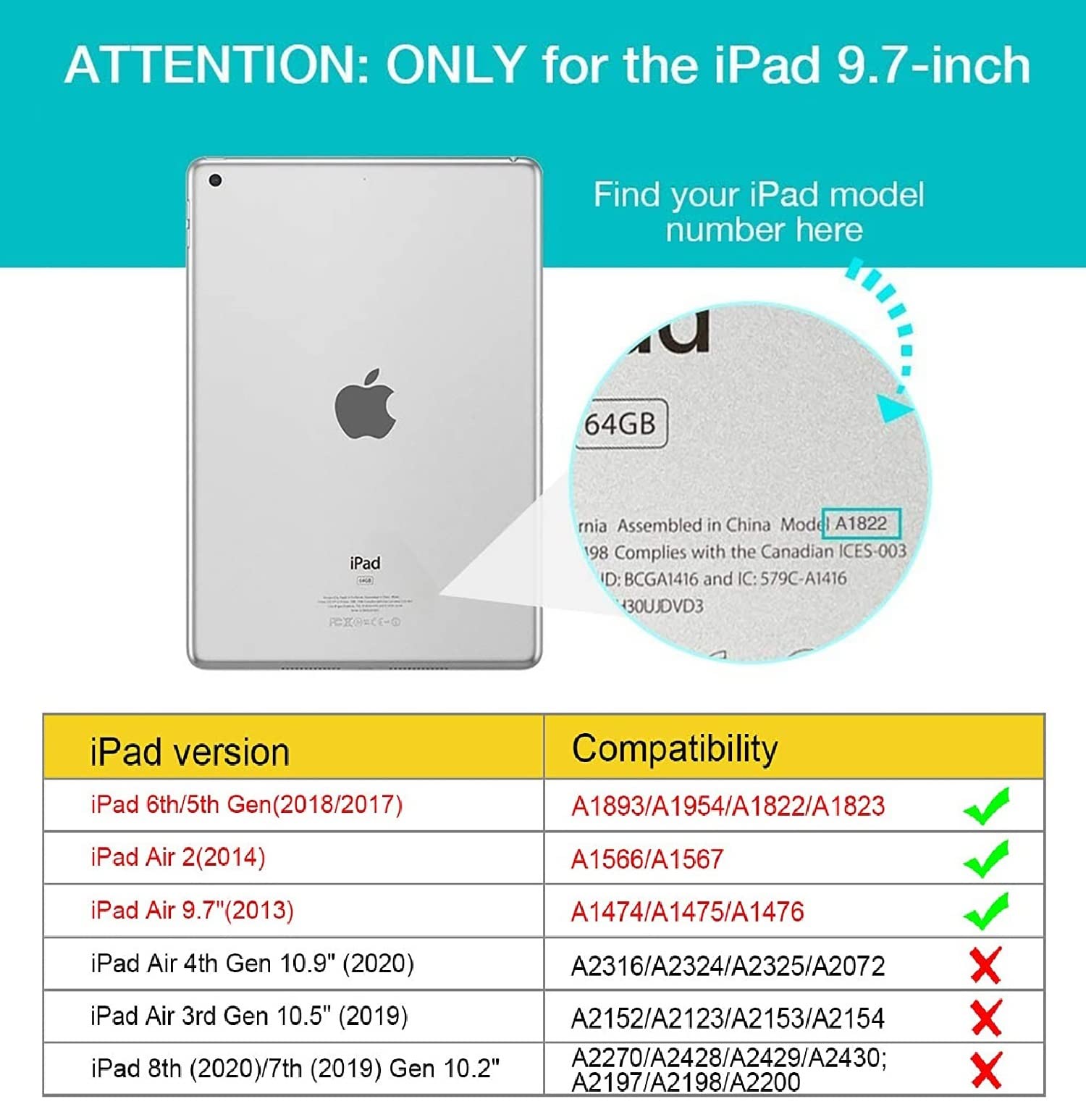 Rotating Case for iPad 9.7 2018 2017 / iPad Air 2-360 Degree Rotating Stand Protective Cover with Auto Sleep Wake for iPad 9.7 inch (6th Gen, 5th Gen) / iPad Air 2/ iPad Air(Dark)