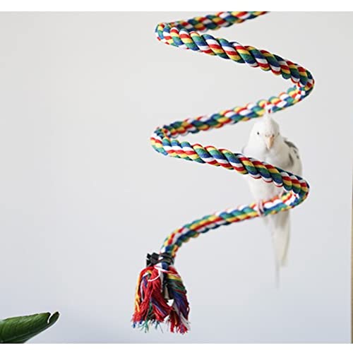 Bird Spiral Rope Perch, Cotton Parrot Swing Climbing Standing Toys, Bird Cage Toy for Lovebirds Budgies Tiels Green Cheek Conures Senegals Quaker Parakeets (S)