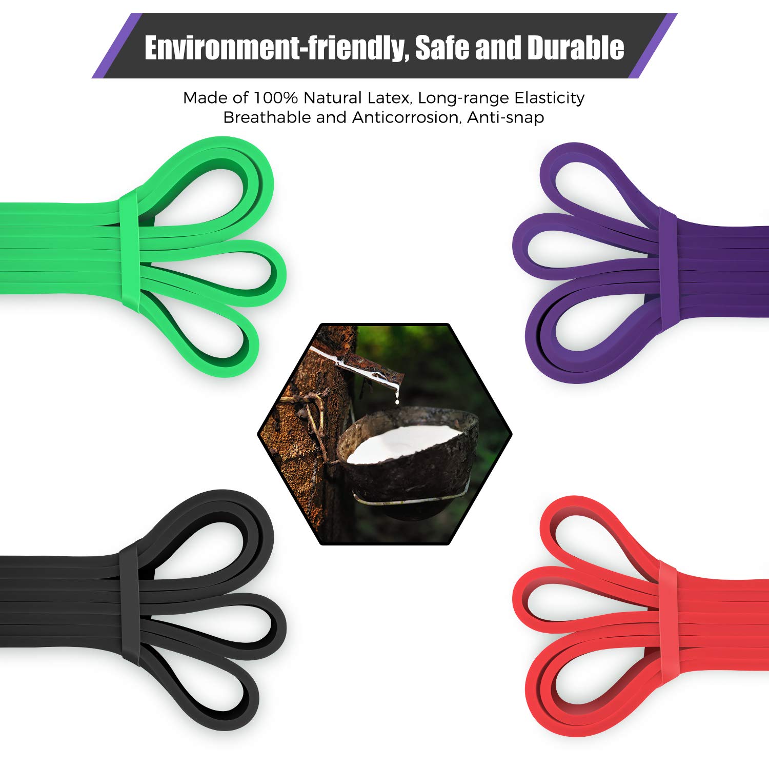 VEICK Resistance Bands for Working Out, Exercise Bands, Workout Bands, Pull Up Assistance Bands, Long Heavy Stretch Bands Set for Men and Women, Power Weight Gym at Home Fitness Equipment