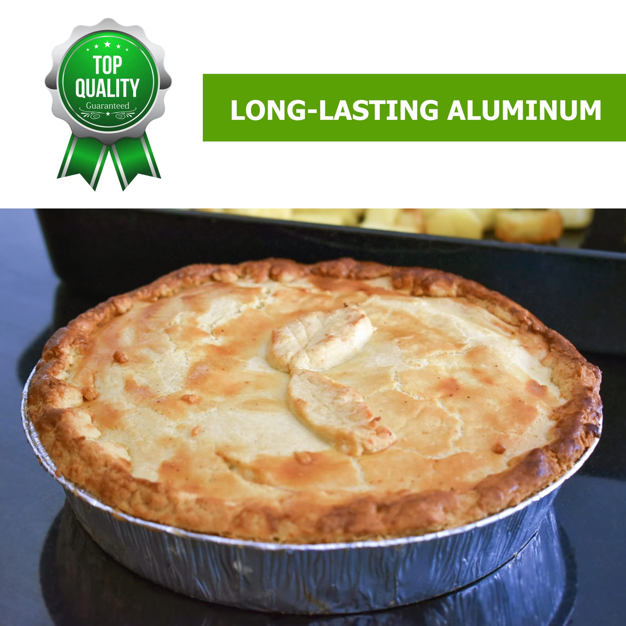 9-inch Aluminum-Foil Pie Pans with Lid β Round Disposable Heavy Duty Pans for Storing, Tart Baking, Reheating and Serving β Oven & Freezer safe - Made in USA (Pack of 20)