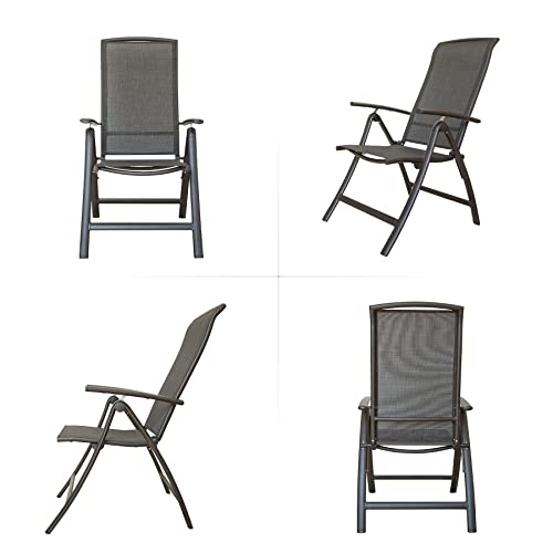 Domi Folding Patio Chairs Set of 2, Aluminium Frame Reclining Sling Lawn Chairs with Adjustable High Backrest, Patio Dining Chairs for Outdoor, Camping,Porch,Balcony(Textilene Fabric)