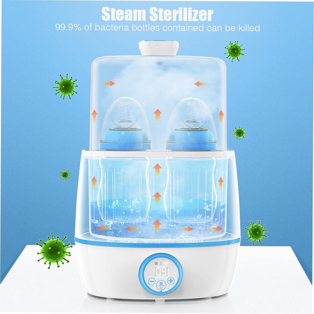 Bottle Warmer Baby Bottle Warmer, Portable Bottle Warmer for Breastmilk Formula Bottle Food Heater Double Bottle Warmer with Timer & LCD Display BPA-Free Accurate Temperature Control