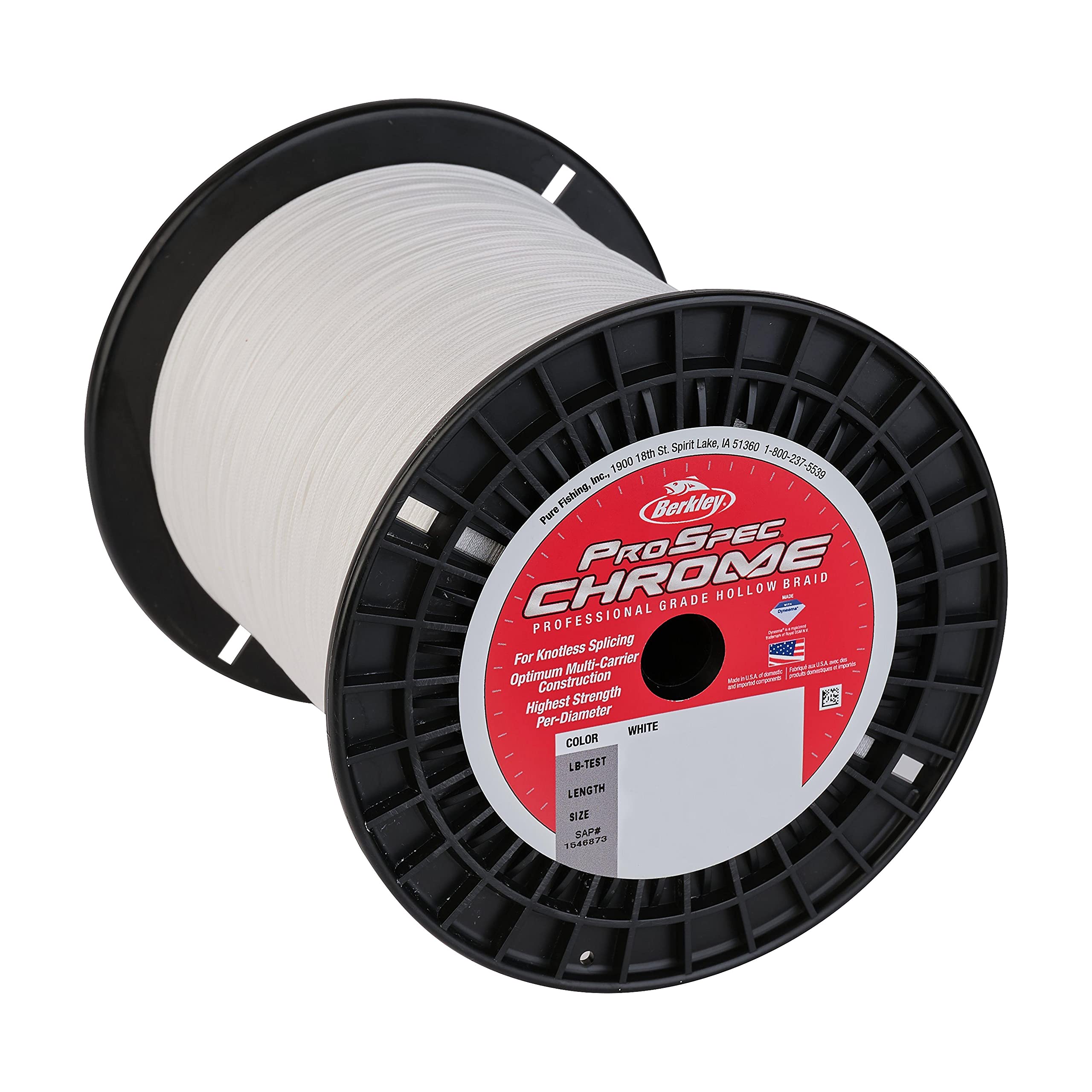 Berkley ProSpec® Premium Hollow Braid Superline, White, 130lb | 81.6kg Fishing Line, Suitable for Saltwater Environments