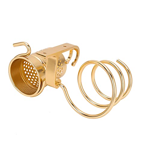 Bathroom Storage Shelf Wall Mount Hair Care Styling Tool Organizer Space Aluminum Hair Dryer Basket for Bathroom Organizer Multipurpose Rack(Gold)