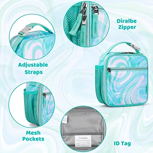 Choco Mocha Girls Lunch Box for School, Green Marble Lunch Bag for Kids