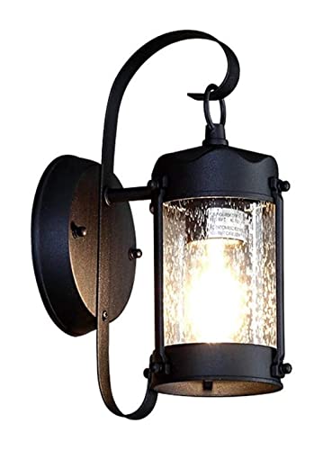 PEHUB Minimalism Creative Industrial Wall Lamp Outdoor Waterproof Wall Light Glass Shade Cylindrical Wall Lantern with E27 Socket Garden Courtyard Porch Wall Sconce Exterior Light Fixture