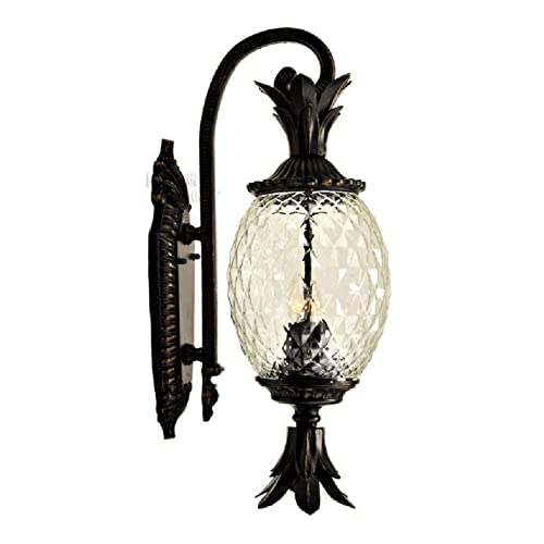 PEHUB Nordic Creative Pineapple Shape Wall Lamp Vintage Industrial Wall Light Outdoor Waterproof Black Bulbs Retro Exterior Wall Lamp Garage Balcony Stairway Lighting Glass Lantern Wall Sconce Exterio