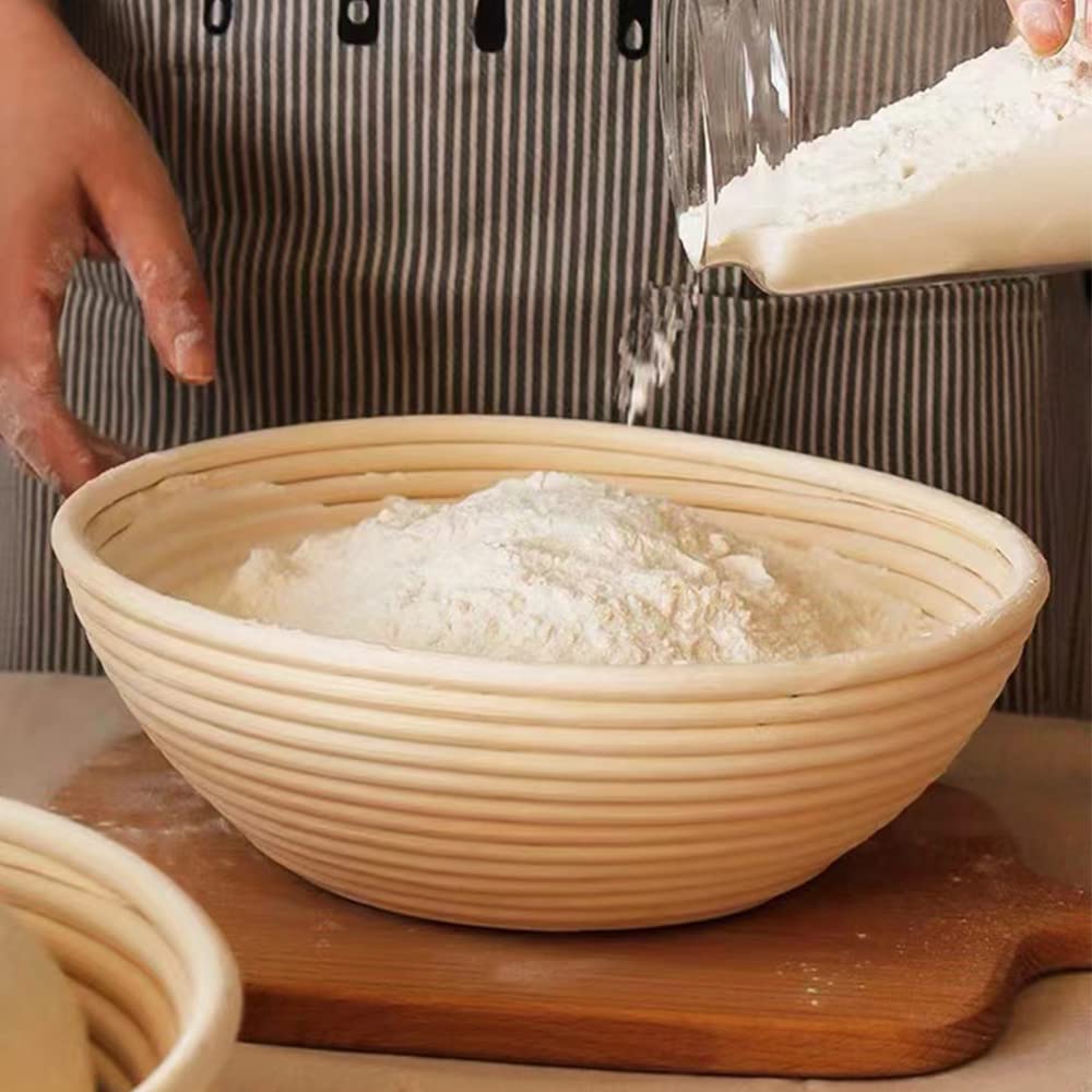 9.4'' Round Bread Banneton Proofing Basket with Linen Liner for Sourdough Proofing,Perfect Handmade Rattan Bowl for Making Beautiful Bread