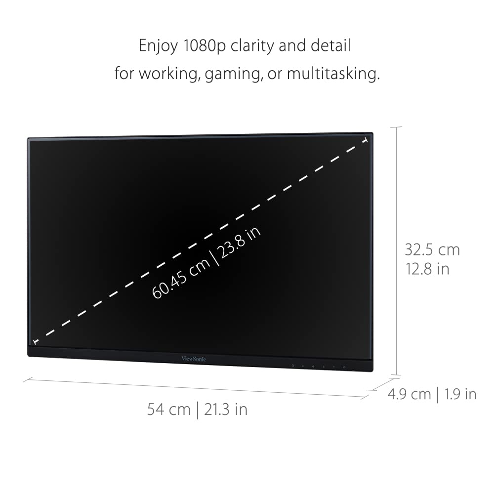 ViewSonic VA2456-MHD_H2 Frameless Dual Pack Head-Only 1080p IPS Monitors with HDMI DisplayPort and VGA for Home and Office (Renewed)