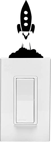 Rocket Ship on Light Switch Children's Room's Vinyl Wall Decal (3 X 5 Inches)