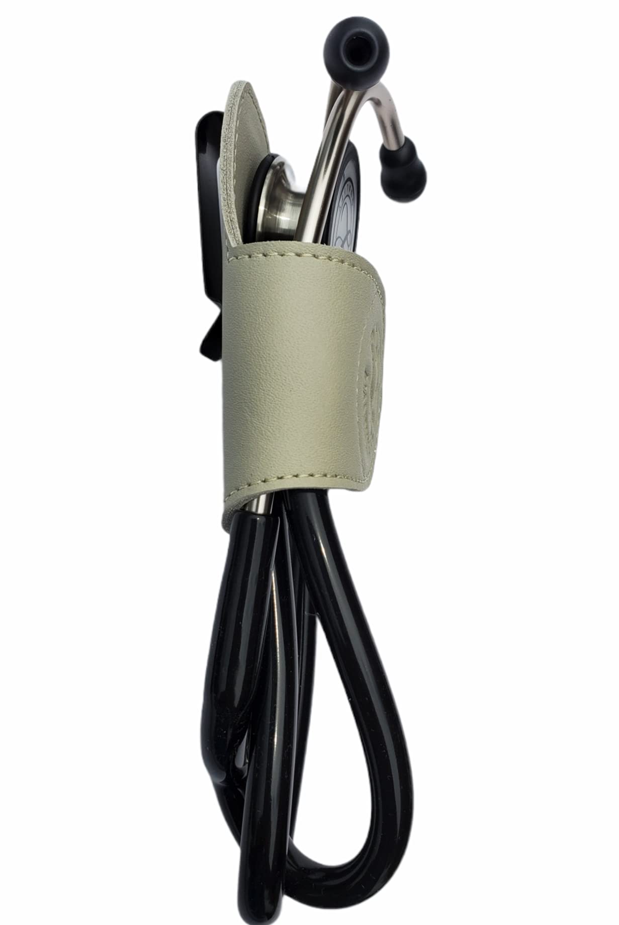 Stethoscope holder Pro Handmade in USA Real Leather (Beige new)