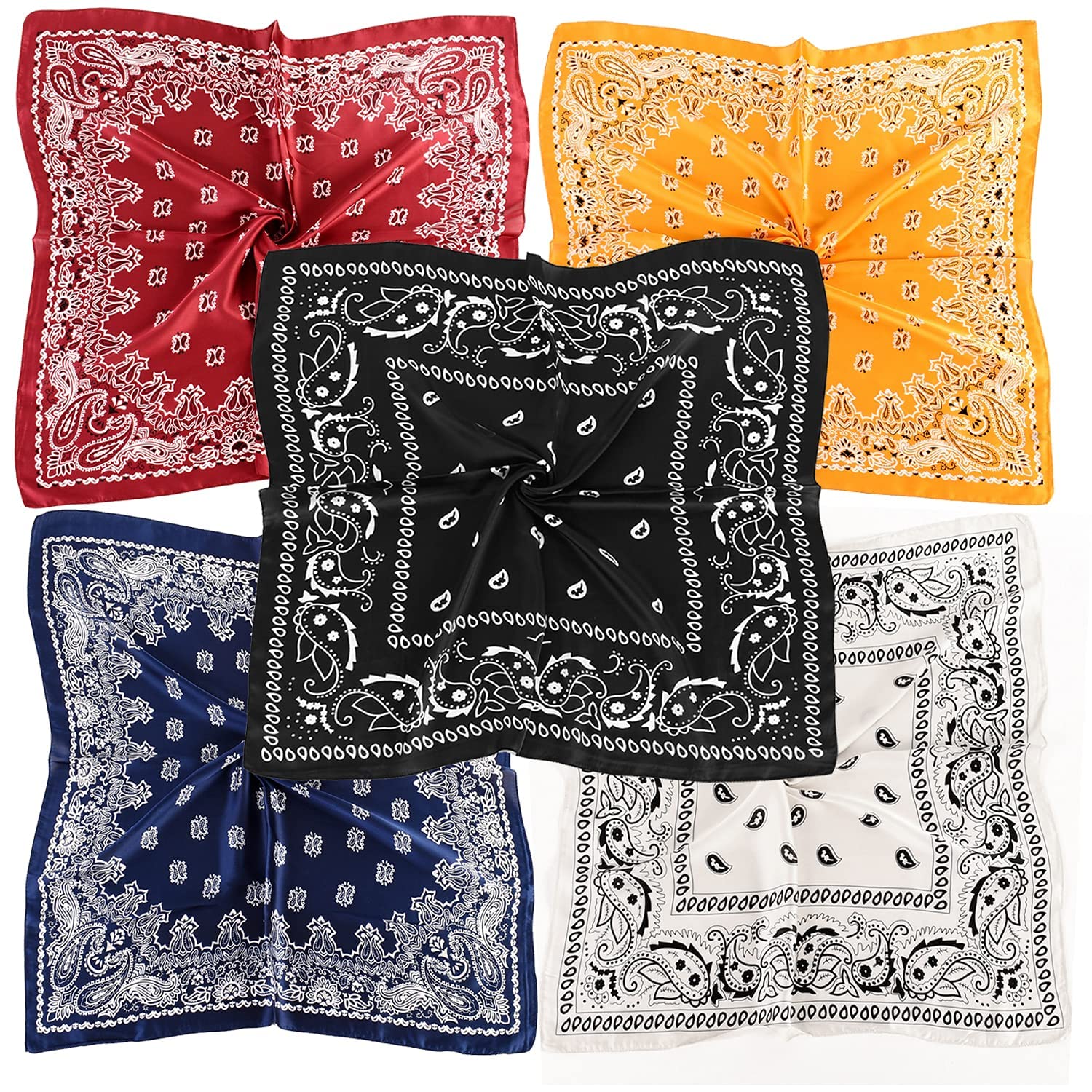 5 pcs Silk Bandanas for Women Hair Scarf, Silk Scarf for Hair Feeling Silk Scarf