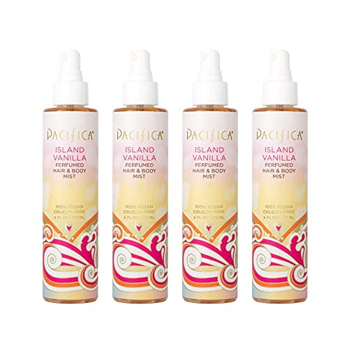 Pacifica Beauty All Natural Hair and Body Mist Spray, 100% Vegan & Cruelty, Phthalate & Paraben Free, Clean Fragrance, Island Vanilla,6 Fl Oz (Pack of 4)