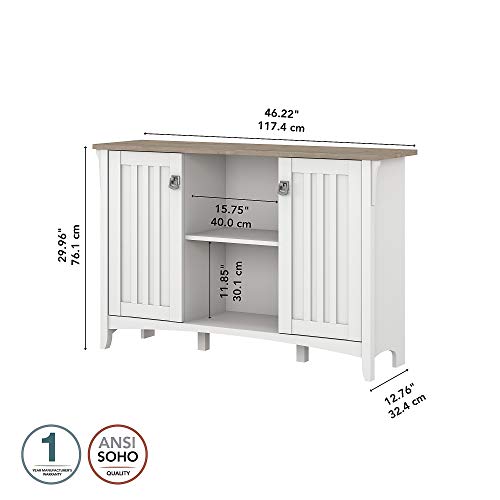 Bush Furniture Salinas Accent Storage Cabinet with Doors, Pure White and Shiplap Gray