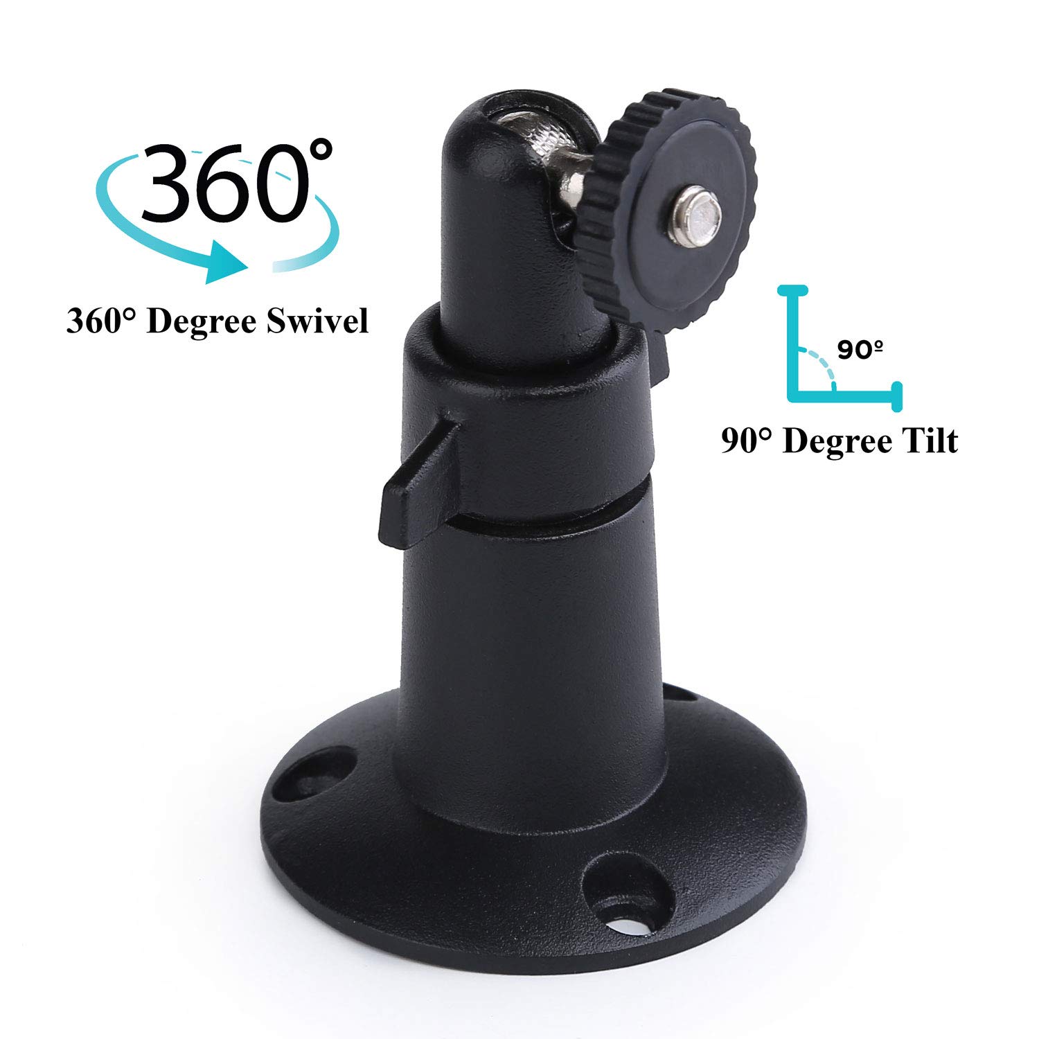 Metal 360 Degree Adjustable Security Weatherproof Indoor Outdoor Wall Mount Compatible with Ring Stick Up Wyze Cam Pan Arlo Camera and More - Black (2 Pack)