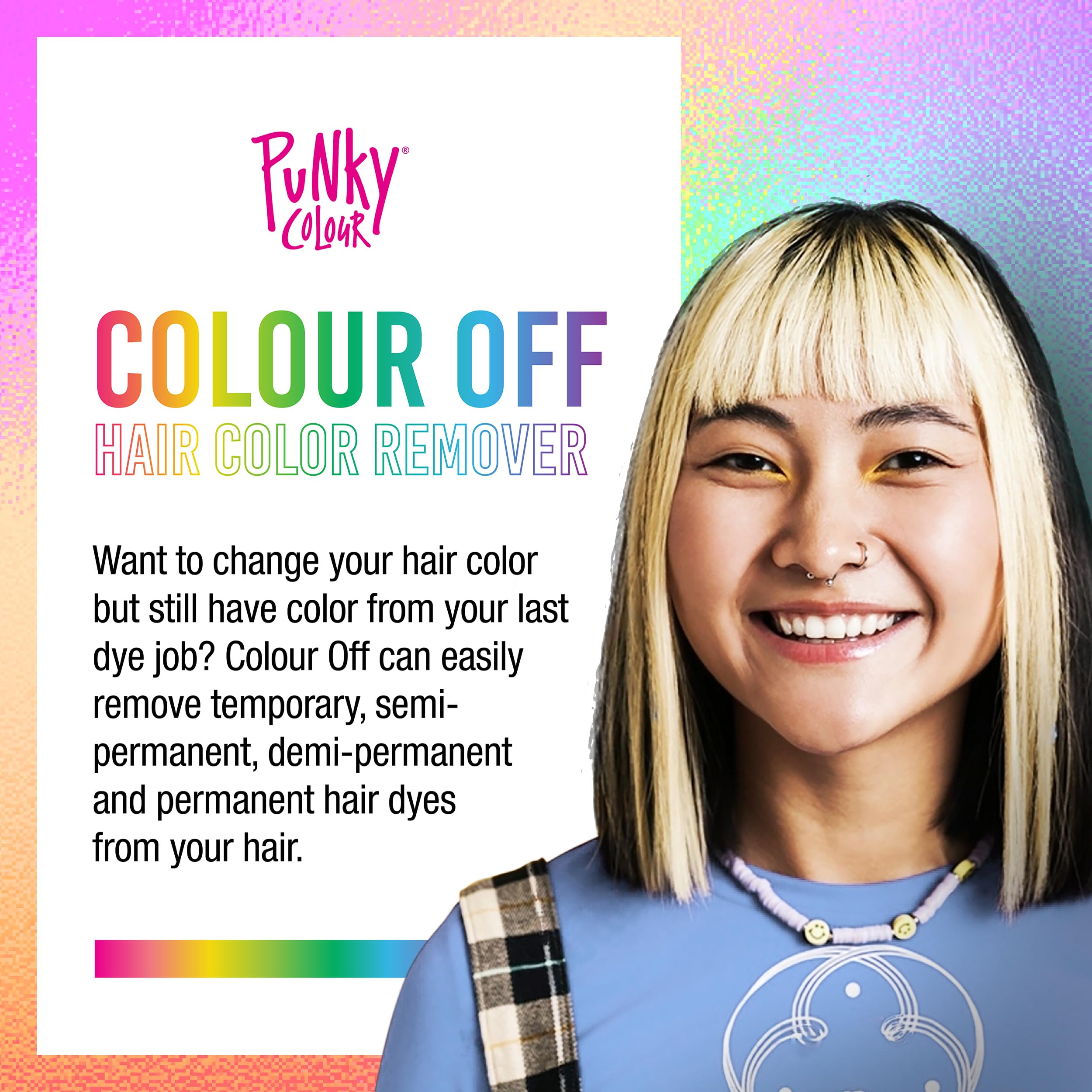 Punky Colour Off Hair Dye Remover Kit, Safely Removes Temporary, Semi-Permanent, Demi-Permanent, and Permanent Hair Colors, Easy and Gentle Hair Color Removal Solution