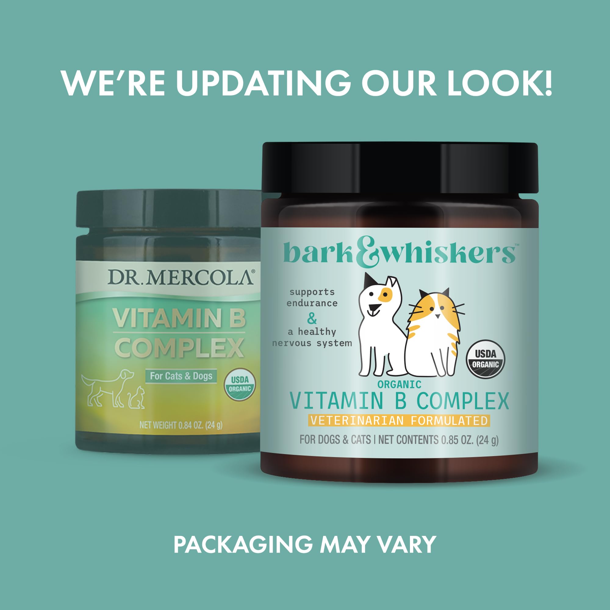 Bark & Whiskers Organic Vitamin B Complex, 0.85 Oz. (24 g), 60 Scoops, Supports A Healthy Nervous System & Endurance, Veterinarian Formulated, Non-GMO, Certified USDA Organic, Dr. Mercola