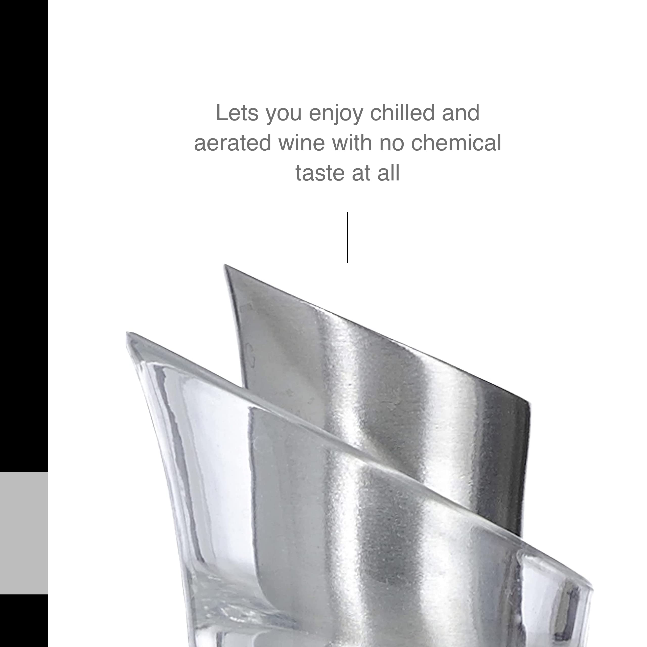 AdHoc Icepour Wine Chiller and Pourer - White Wine Chiller with Built-In Wine Aerator - Wine Pourer with Stainless Steel Ice Rods - Hand Wash - Stainless Steel, 7.5"
