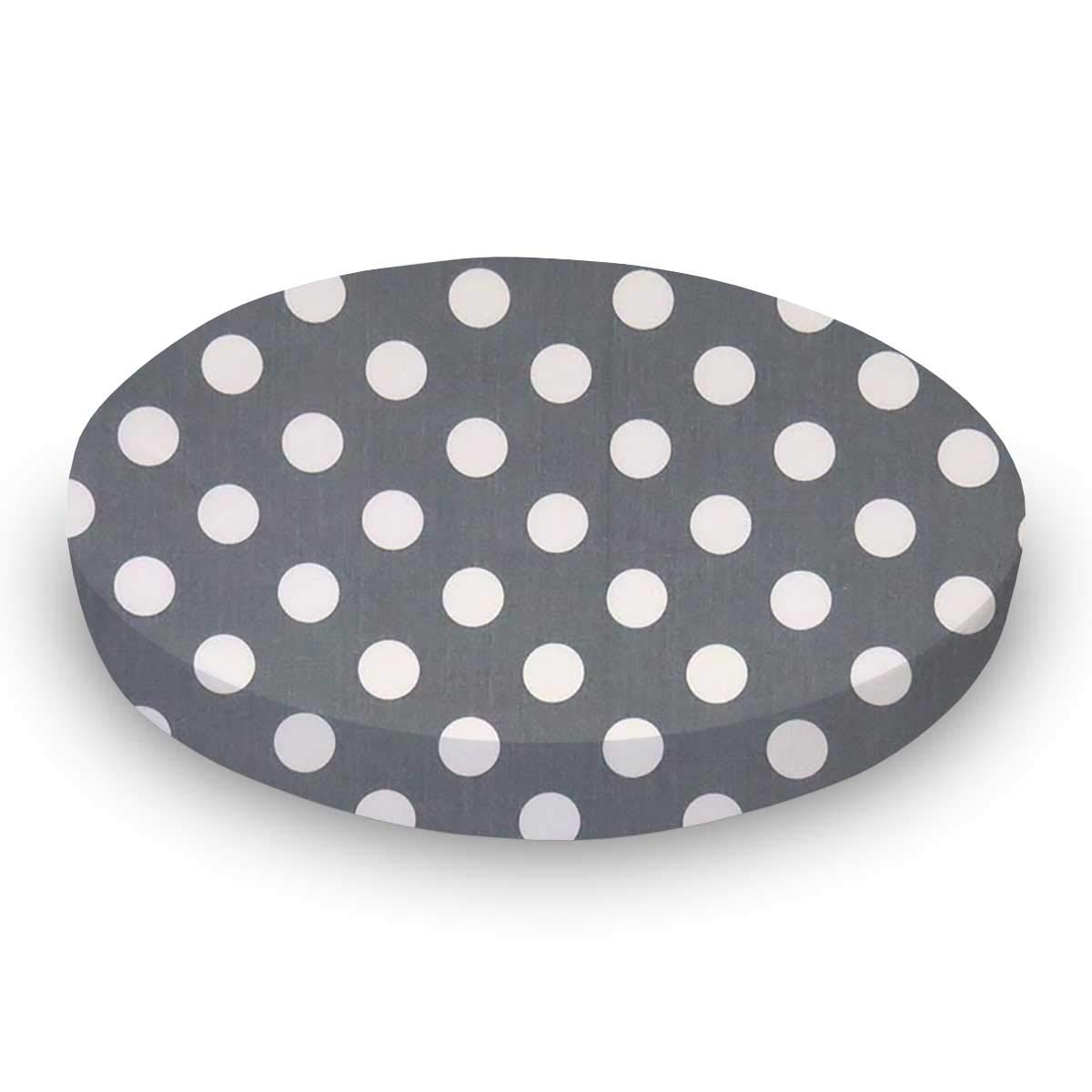 SheetWorld Baby Fitted Round Crib Sheet, 100% Cotton Woven Sheet, Unisex Boy Girl, 42 x 42 inches, Polka Dots Grey, Made in USA