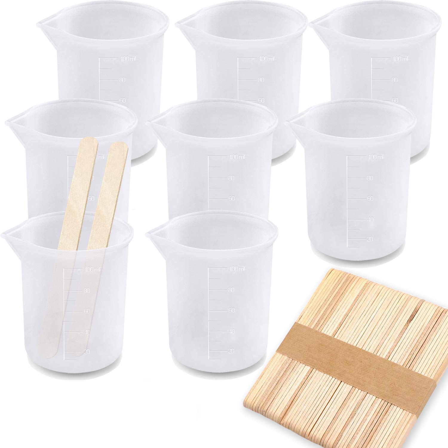 58 Pcs Silicone Mixing Cups Tools Kit, 100 ml Silicone Measuring Cups Non-Stick Silicone Mixing Cups for Resin Epoxy Resin Cups Glue Tools for Handmade Craft Resin with Mixing Sticks