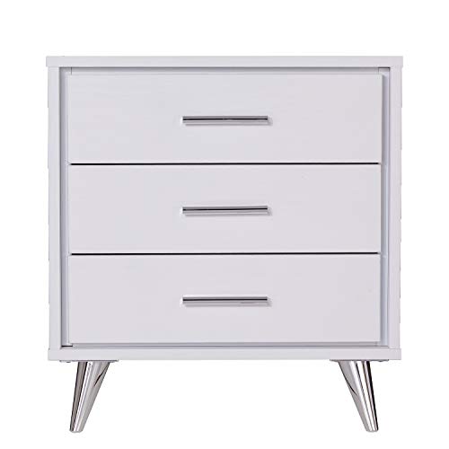 Southern Enterprises Oren Bedside Table w/Drawers Nightstand, White