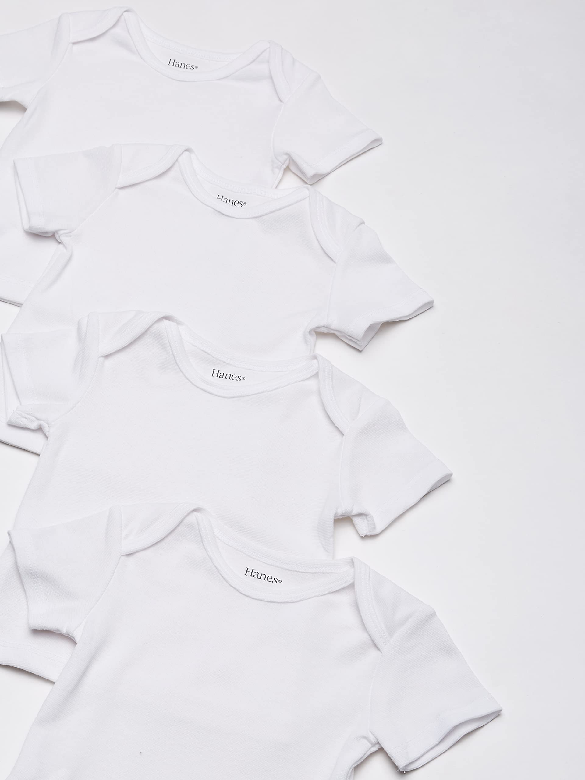 Hanes Baby T, Flexy Soft Stretch Shirt, Expandable Shoulder, 4-Pack, Diamond White, 18-24 Months