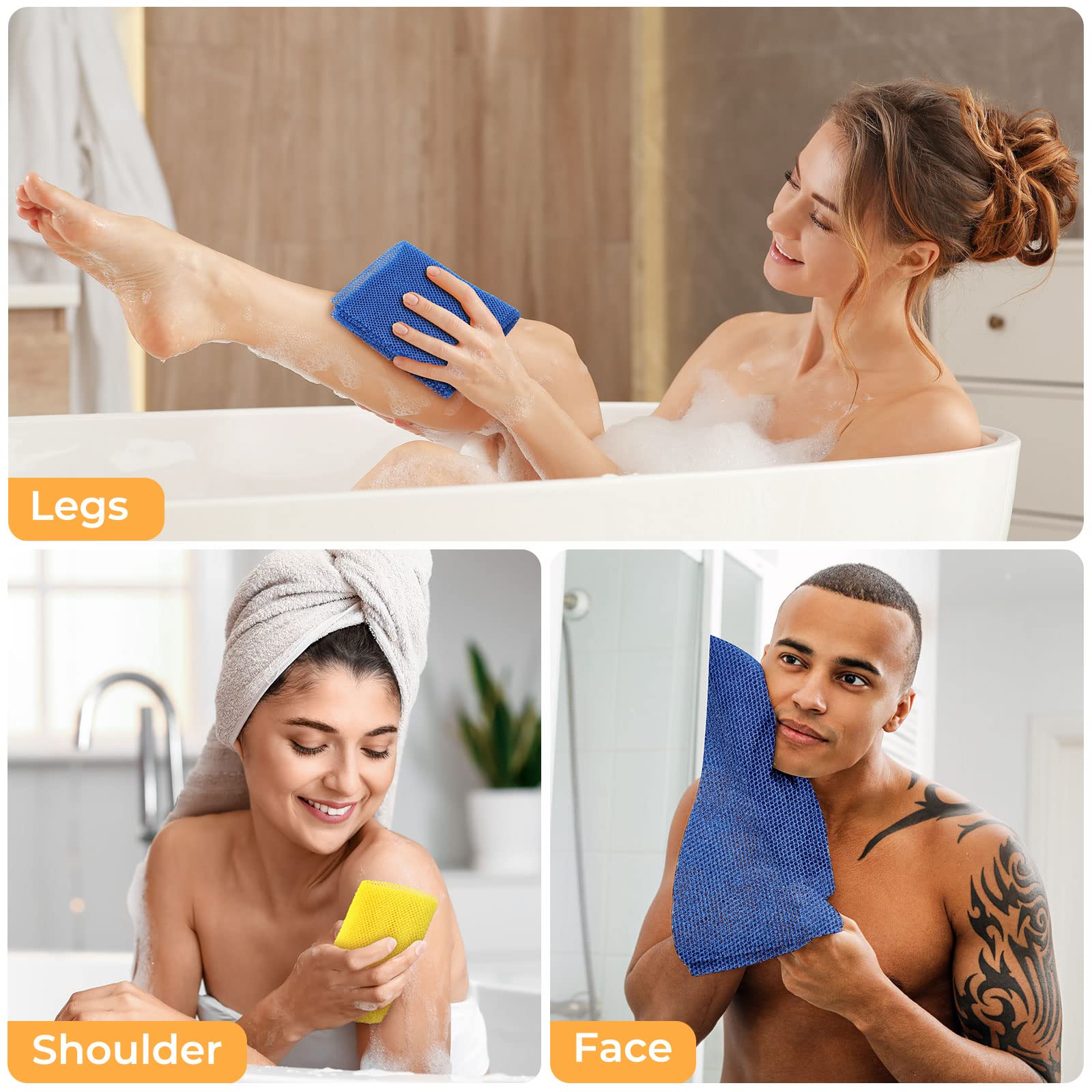 5 Pieces African Net Sponge, African Long Net Bath Sponge, Exfoliating Net Shower Sponge for Body African, Net Bathing Sponge Body Scrubber, Back Scrubber Skin Smoother for Daily Use