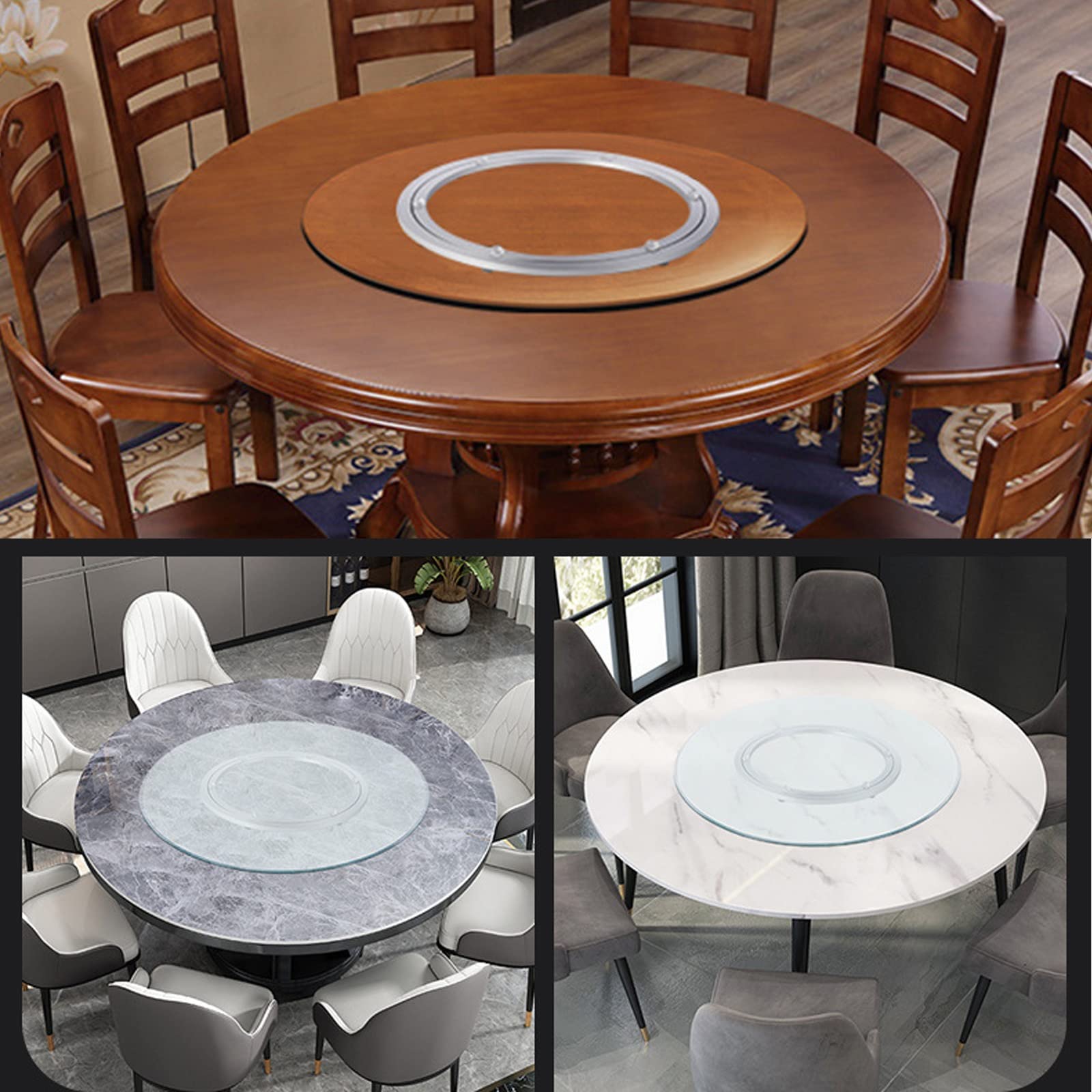 8-28 Inch Aluminium Lazy Susan Turntable Bearing Round Table Swivel Base Rotating Bearing Turntable 360 Degree Rotating For Dining Table TV Computer Monitor