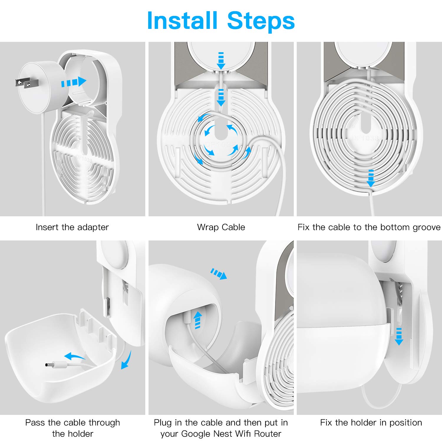 HOLACA Outlet Wall Mount Hanger for Google Nest WiFi Router(2nd Generation), Space Saving Holder, Easy Moved, Cord Management for Google Nest WiFi Router Without Messy Wires and Screws (1 Pack)