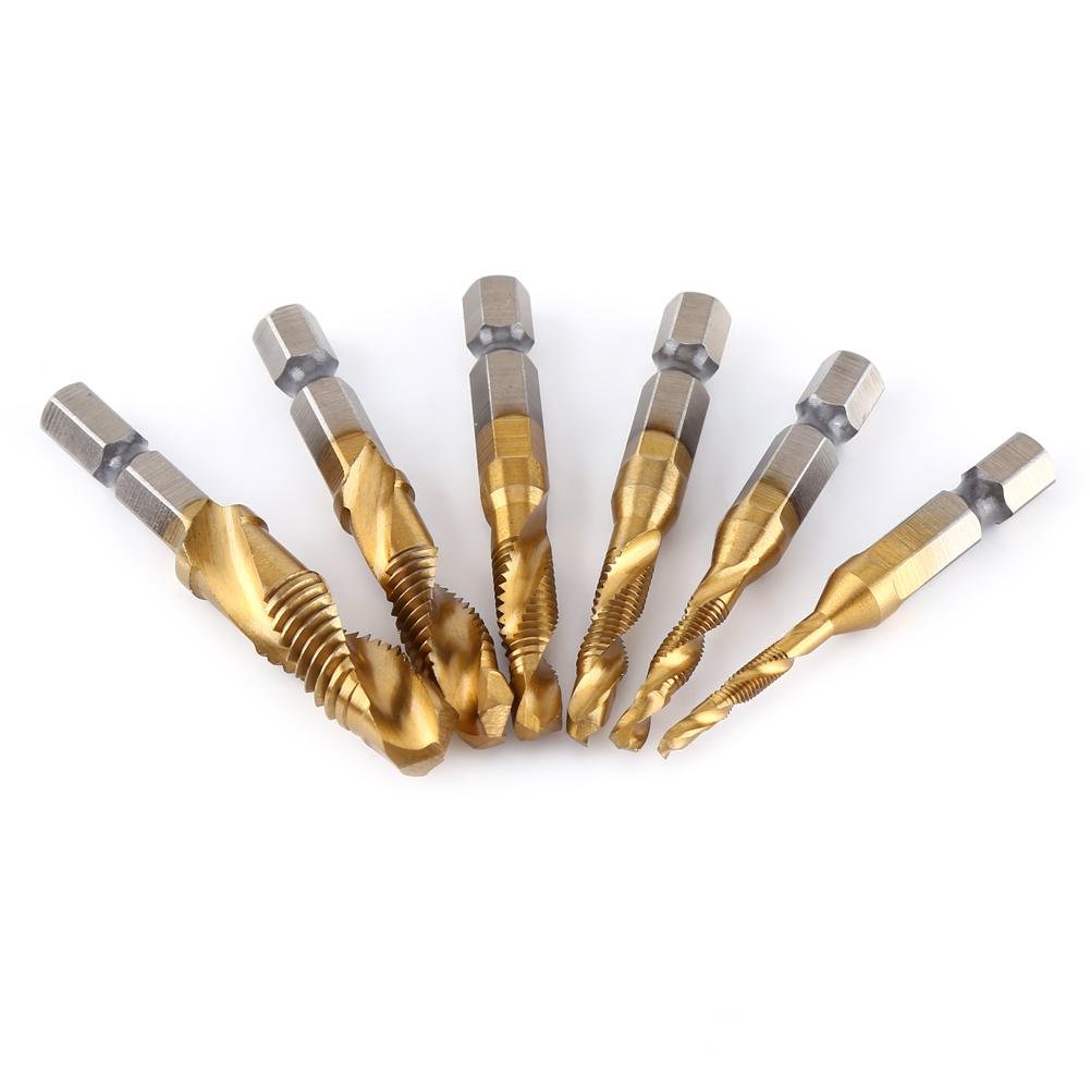 Tap Drill Bit Set, M3-M10 Tap Drill Bits Kit Coated HSS Drill and Tap Bits 1/4" Hex Shank Metric