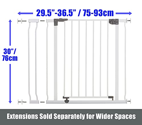 Dreambaby Liberty Walk Thru Auto Close Baby Safety Gate Set - with 3.5inch Extension Panel - Fits 29.5-36.5inch Openings - Pressure Mounted Security Gates - Model L776 - White