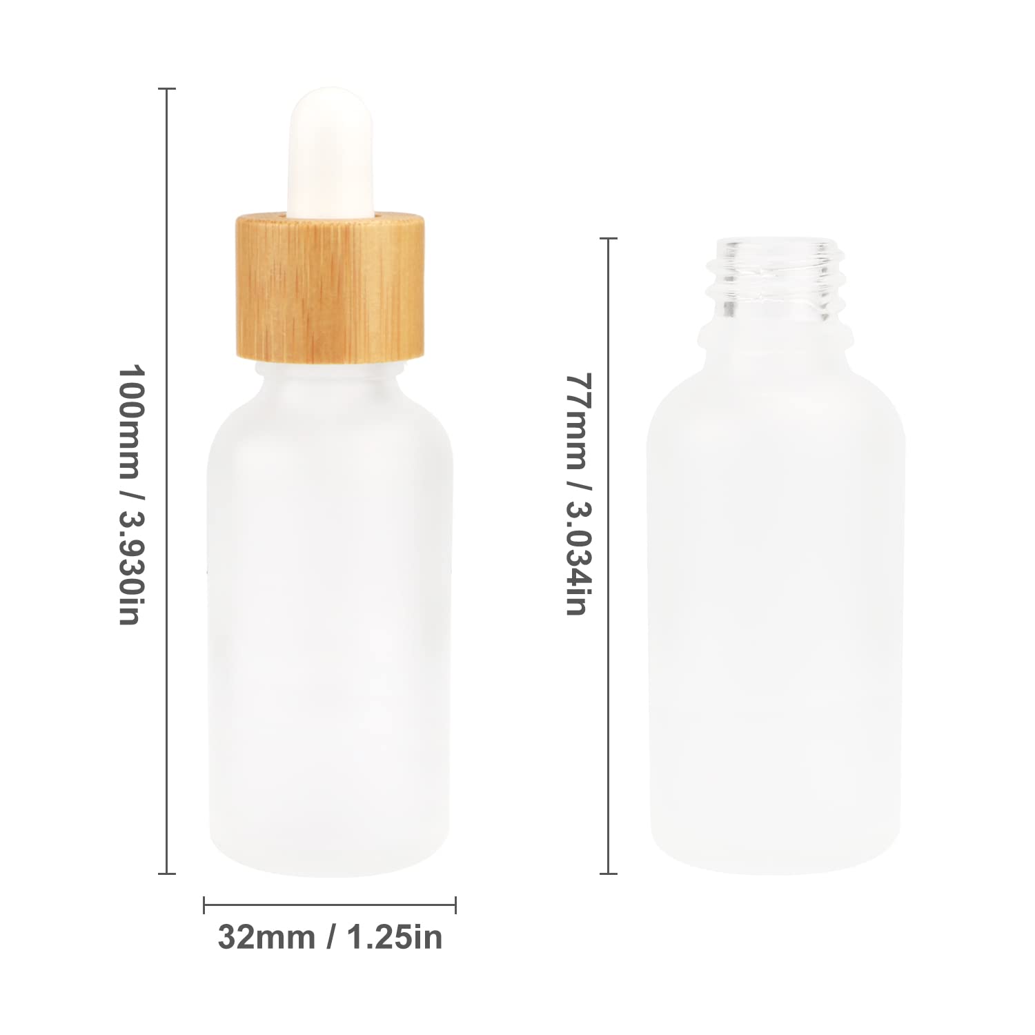 4 Pack Frosted Glass Dropper Bottles,Essential Oil Bottles With Eye Dropper And Bamboo Lids Perfume Sample Vials Essence Liquid Cosmetic Containers (30ml/1oz)