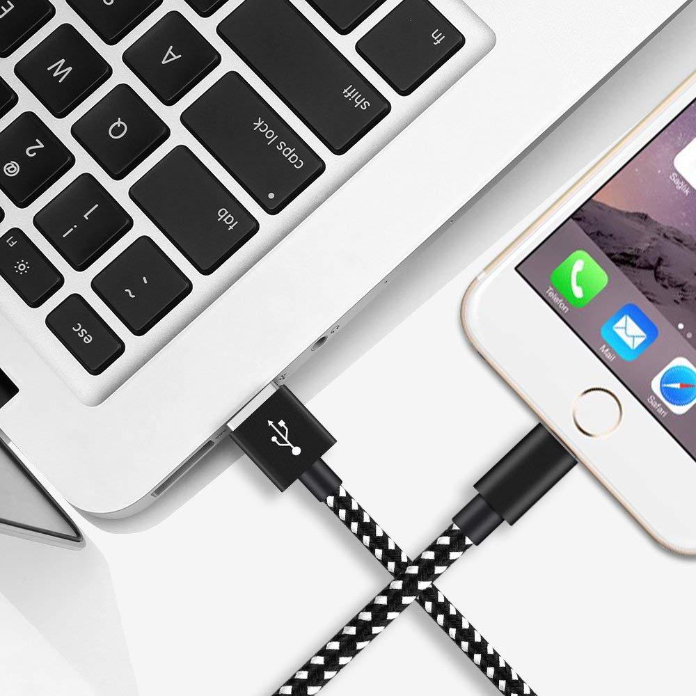 Sharllen 5 Pack 6 Feet MFi Certified Lightning Cable, Fast USB iPhone Charging Cable, Compatible with iPhone 12/11Pro/XS/Max/X/8/8P/7P/6/6P/iPad, Nylon Braided Data Wire, Black
